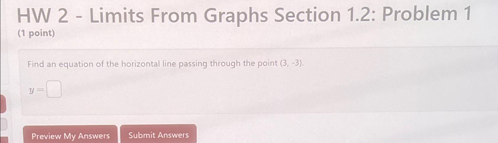 Solved HW 2 - ﻿Limits From Graphs Section 1.2: Problem 1 (1 | Chegg.com
