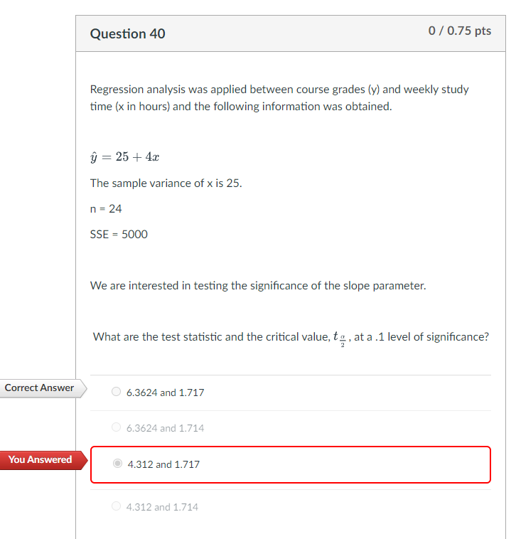Solved Question 40Regression analysis was applied between | Chegg.com