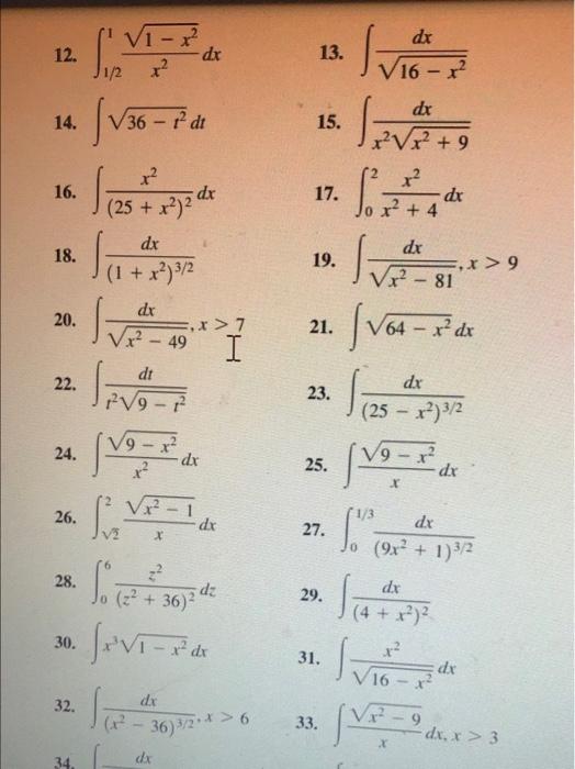 Solved 7–56. Trigonometric substitutions Evaluate the | Chegg.com