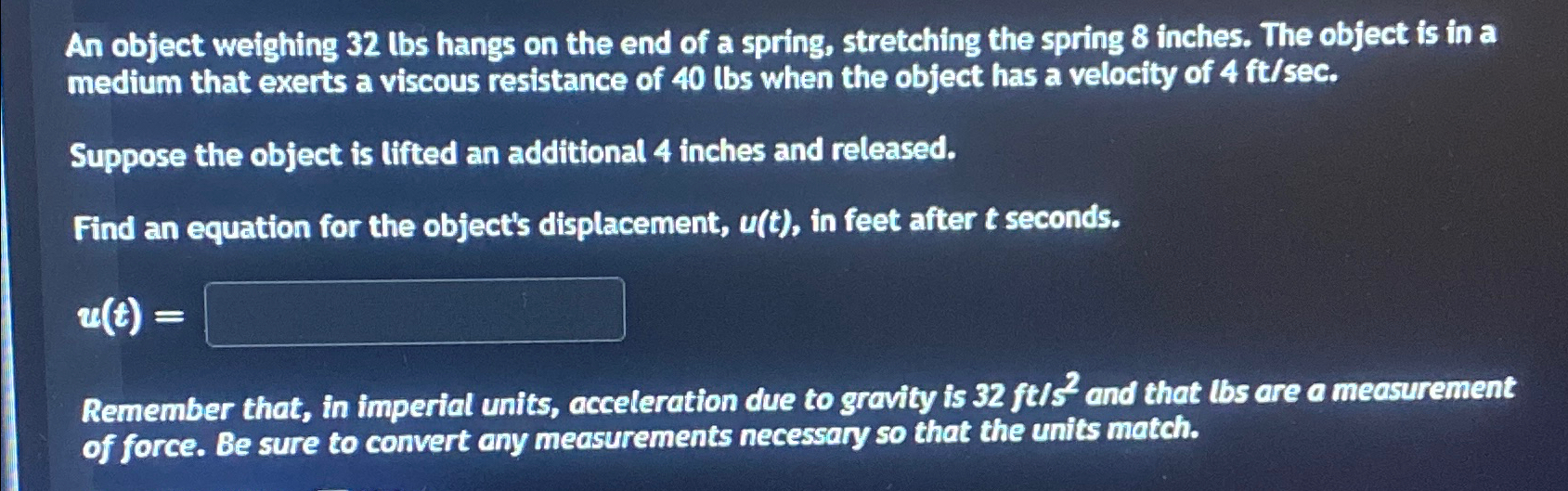 Solved An object weighing 32 ﻿lbs hangs on the end of a | Chegg.com