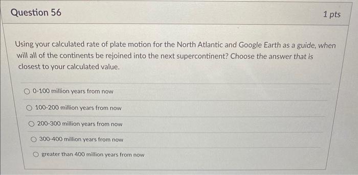 Solved Using your calculated rate of plate motion for the | Chegg.com