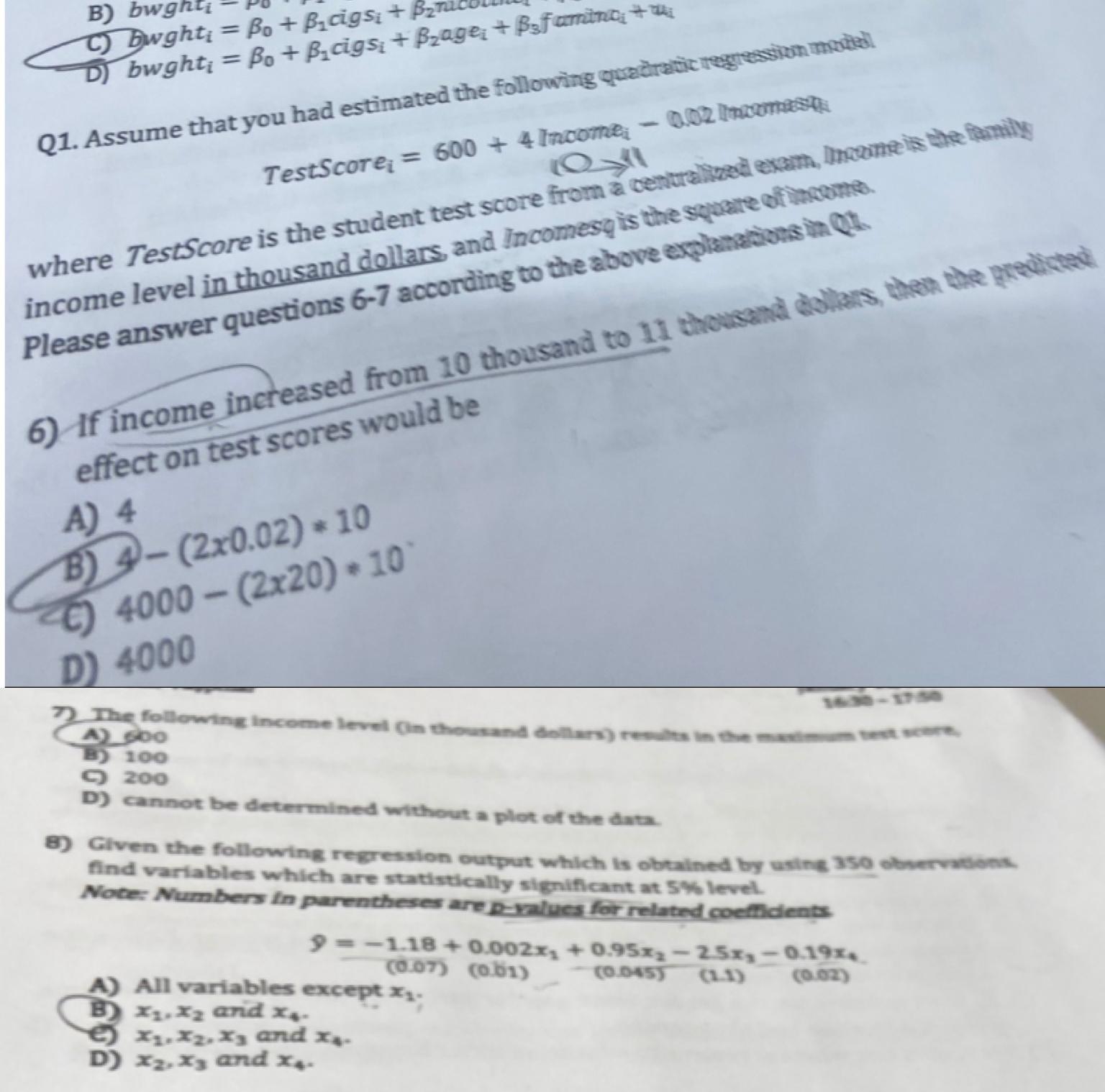 Solved Answers to these multiple choice questions are needed | Chegg.com