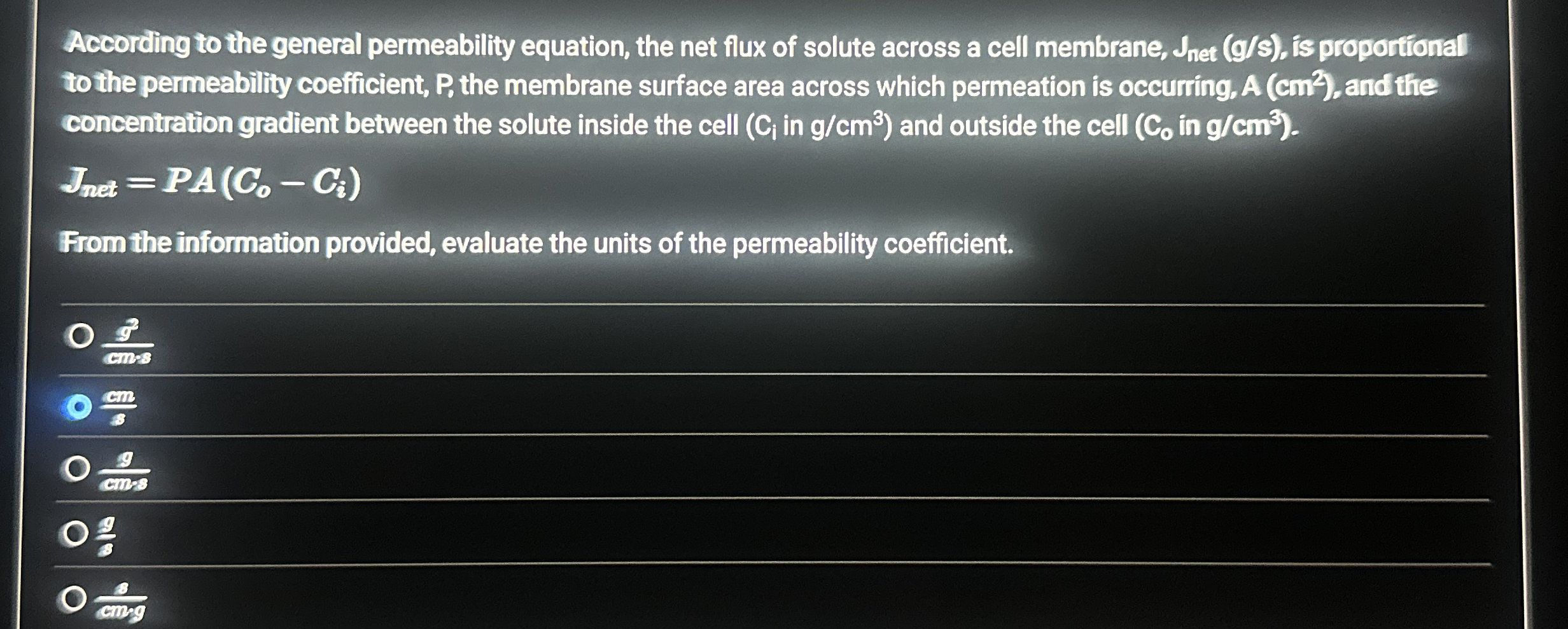 Solved According to the general permeability equation, the | Chegg.com