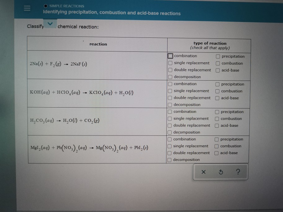 Solved Simple Reactions Identifying Precipitation