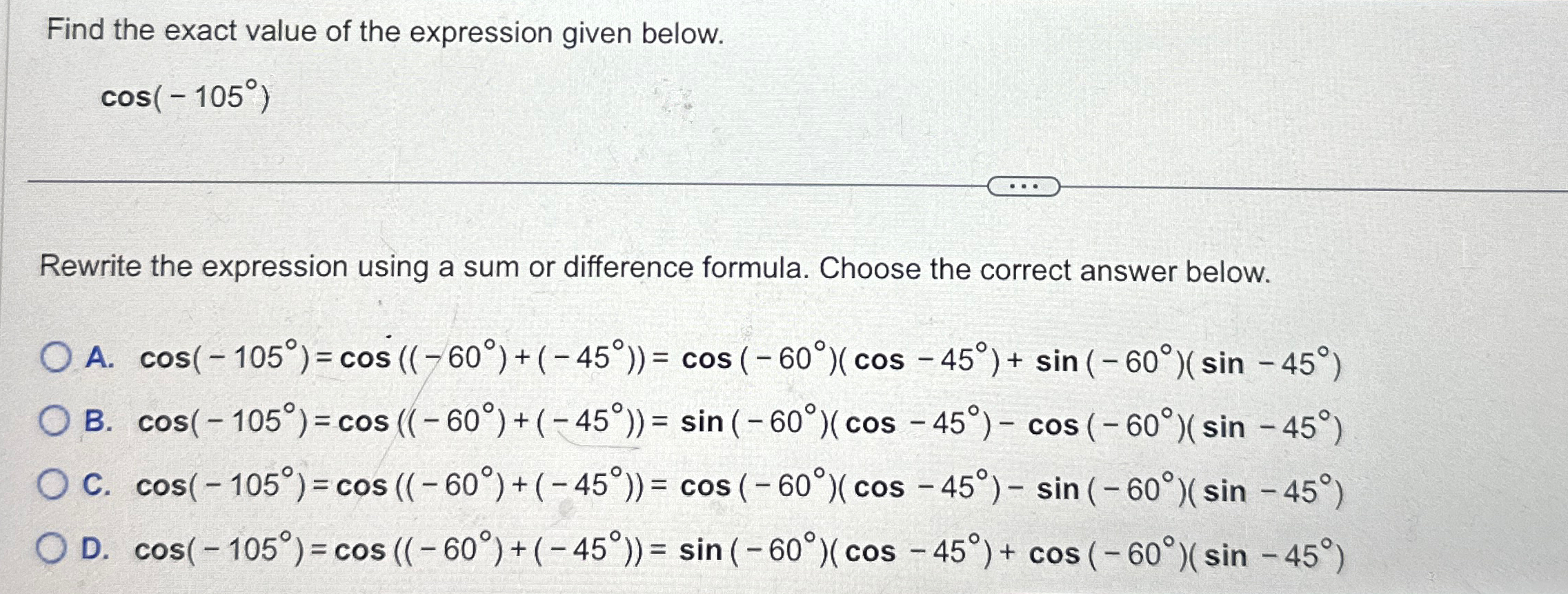Solved Find the exact value of the expression given | Chegg.com