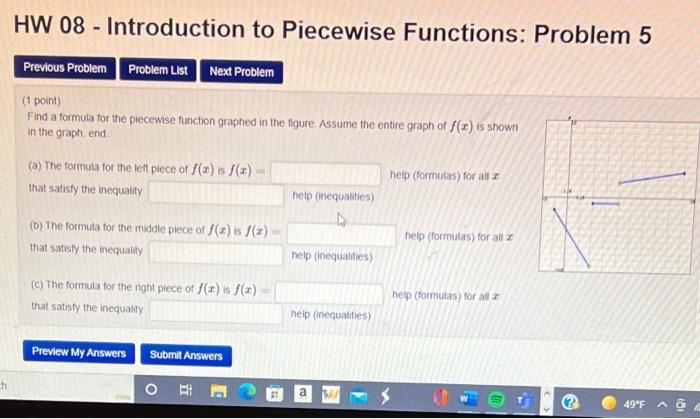 Solved HW 08 - Introduction to Piecewise Functions: Problem | Chegg.com
