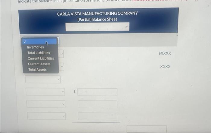 Solved Carla Vista Manufacturing Company has the following | Chegg.com