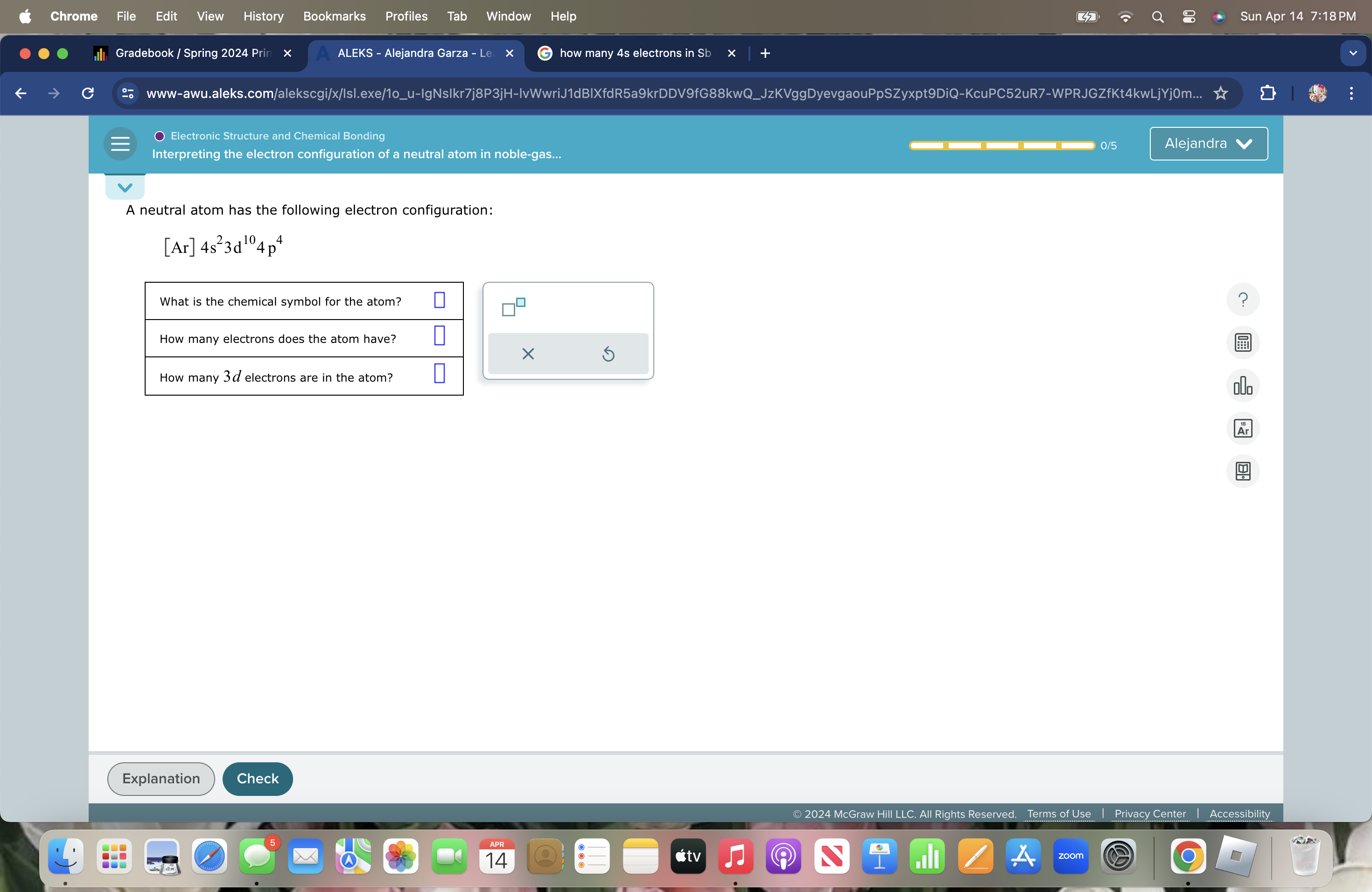 Solved A neutral atom has the following electron | Chegg.com