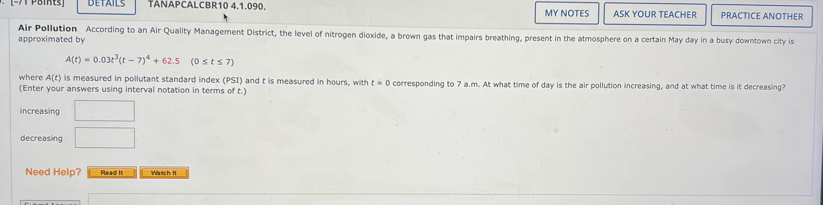 Solved TANAPCALCBR10 4.1.090. ﻿approximated by)≤t≤(7(Enter | Chegg.com