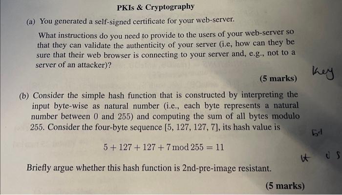 Solved (a) You generated a self-signed certificate for your | Chegg.com