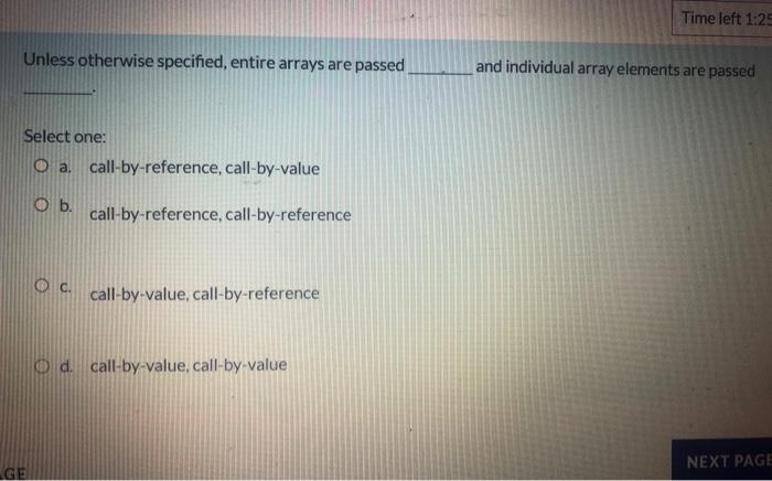 Solved Unless otherwise specified, entire arrays are passed | Chegg.com