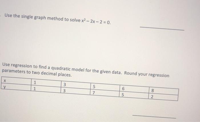 Solved - Use the single graph method to solve x2 - 2x - 2 = | Chegg.com