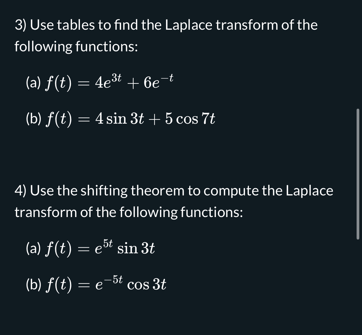 Solved 3. ﻿Use tables to find the Laplace transform of the | Chegg.com
