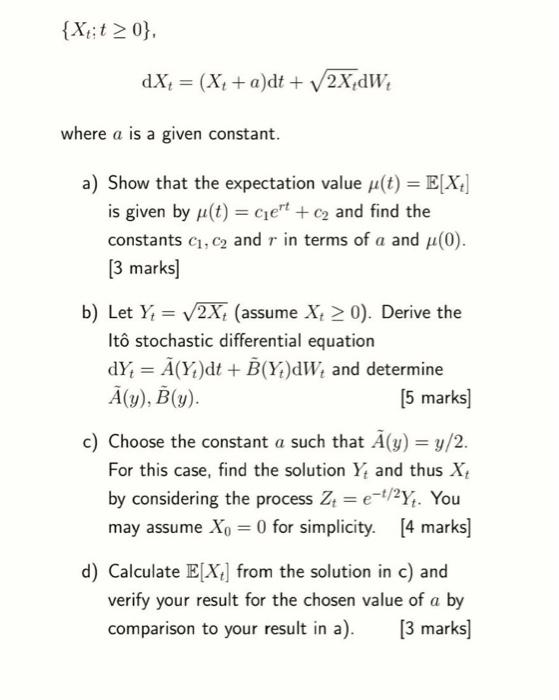 Solved Question 3: Itô's formula and expectation values (15 | Chegg.com