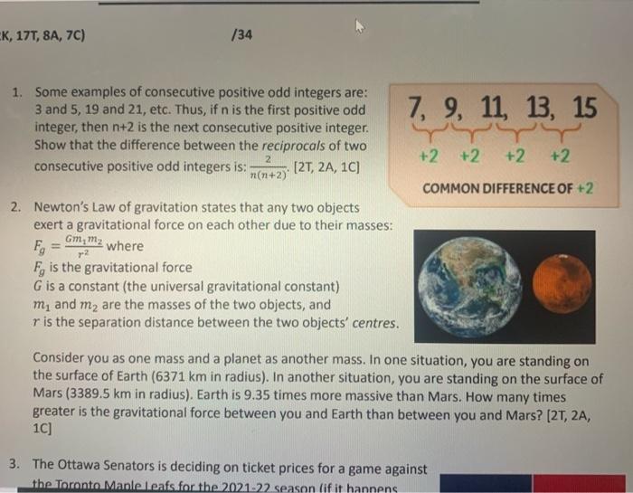 Solved 1. Some examples of consecutive positive odd integers | Chegg.com