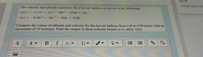 Solved The velocity and attitude equation for a hot air | Chegg.com