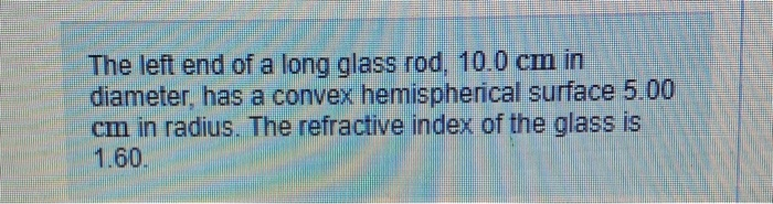 Solved The left end of a long glass rod. 10.0 cm in | Chegg.com