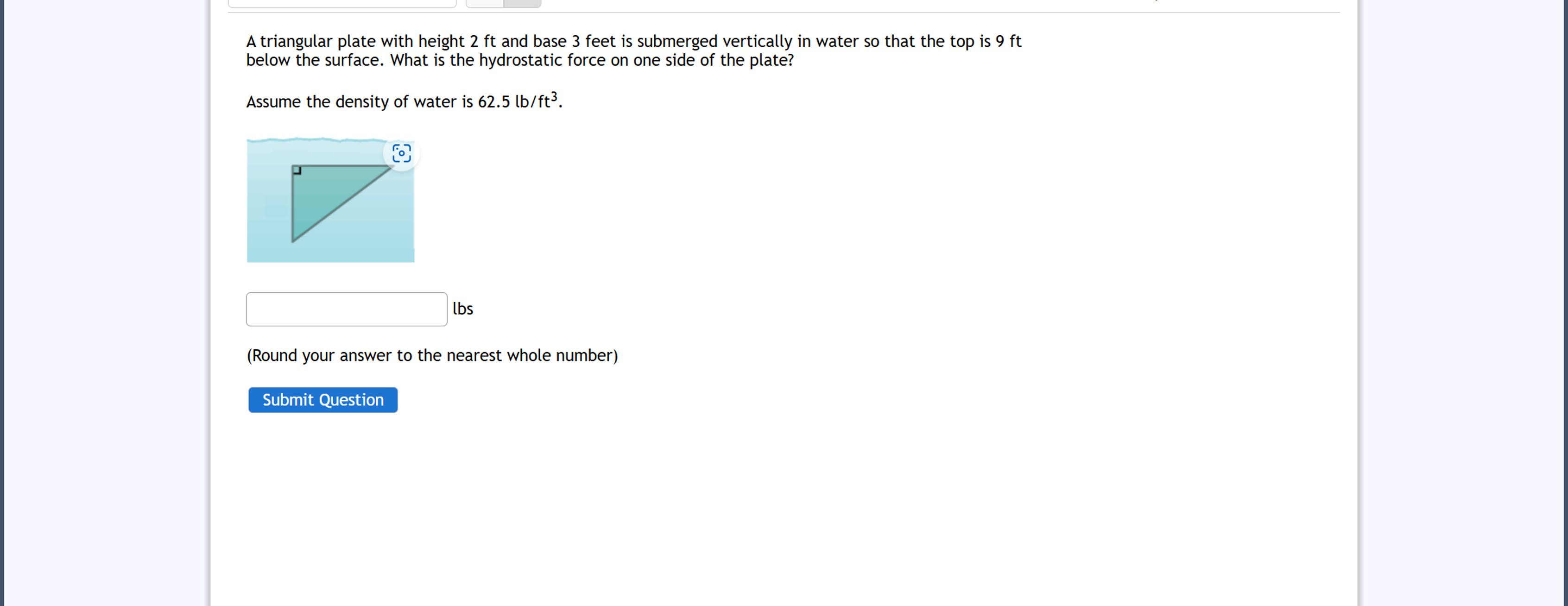 Solved A triangular plate with height 2 ﻿ft and base 3 ﻿feet | Chegg.com