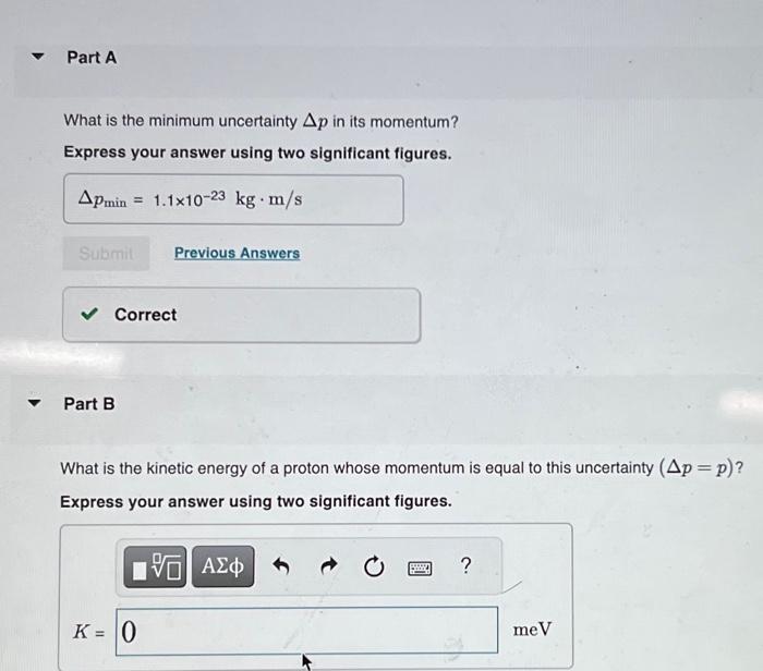 Solved The uncertainty in a proton's position is \\( 0.010 | Chegg.com