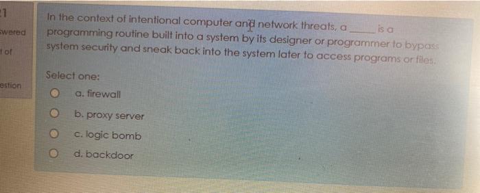 Solved 31 wered In the context of intentional computer and | Chegg.com