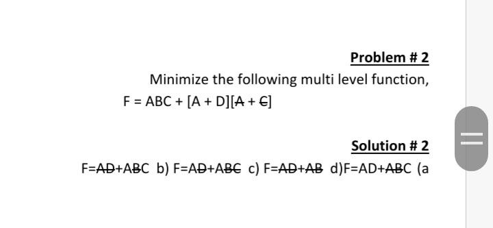Problem # 2 Minimize the following multi level | Chegg.com