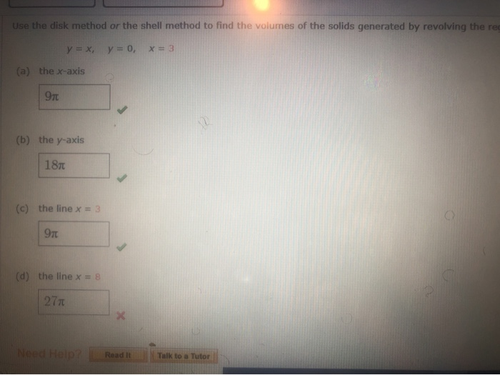 Use the disk method or the shell method to find the | Chegg.com