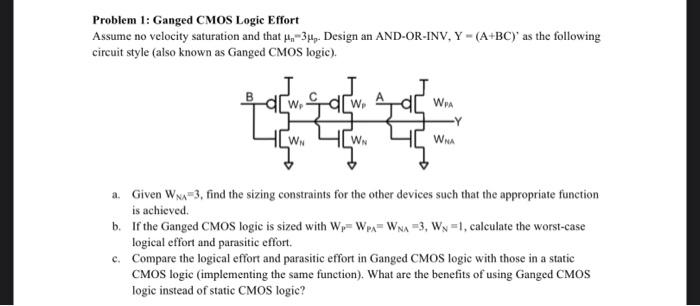 Solved Problem 1: Ganged CMOS Logic Effort Assume no | Chegg.com