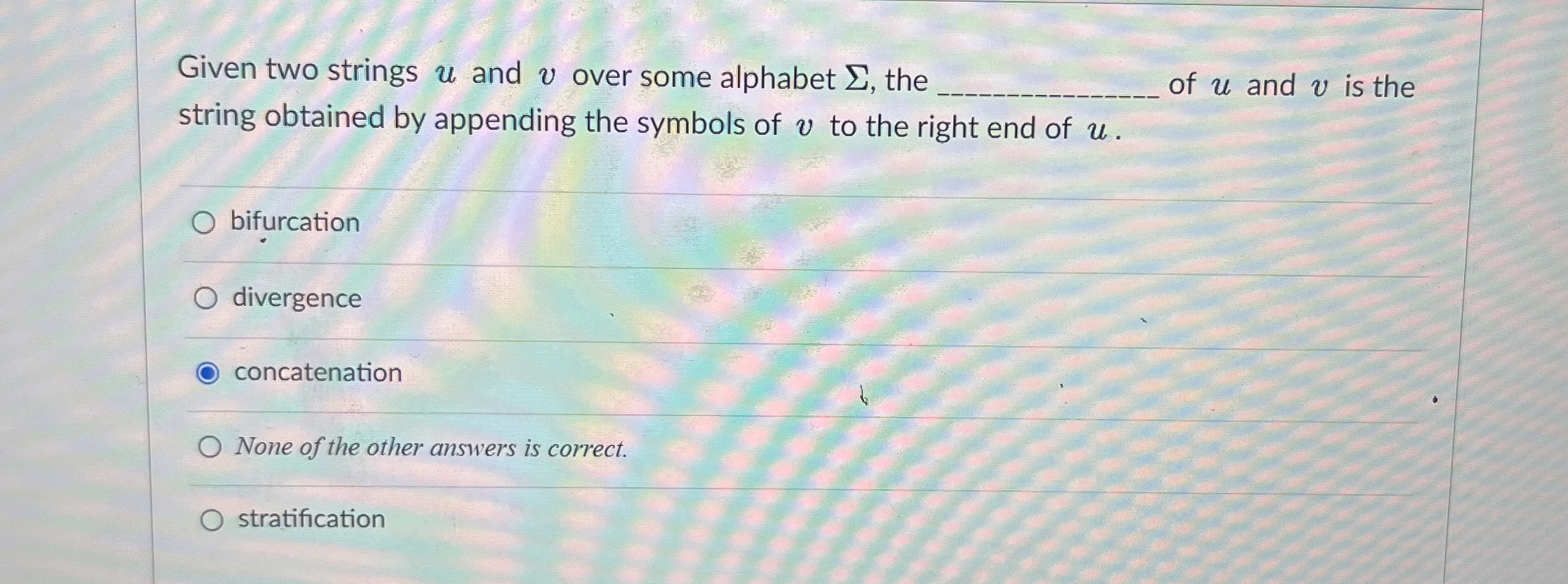 Solved Given two strings u ﻿and v ﻿over some alphabet Σ, | Chegg.com