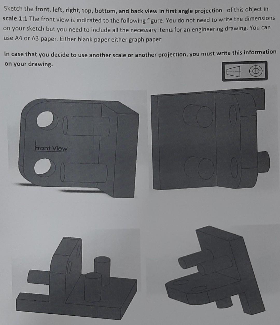 Solved Sketch the front, left, right, top, bottom, and back | Chegg.com