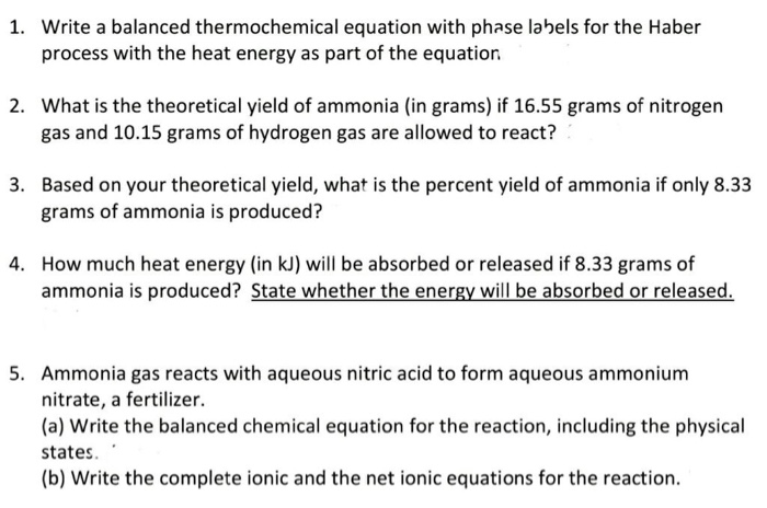 Solved 1. Write a balanced thermochemical equation with | Chegg.com