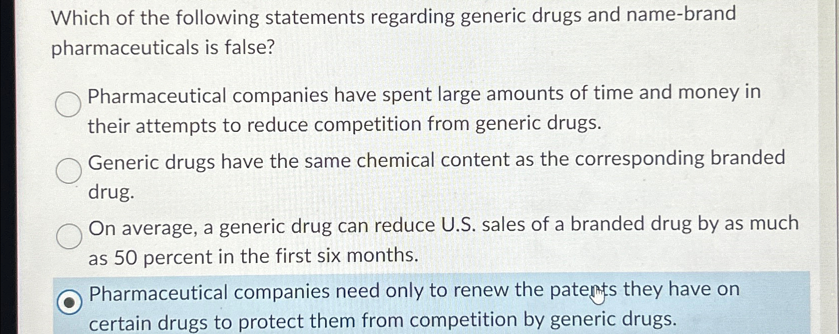 Solved Which of the following statements regarding generic | Chegg.com
