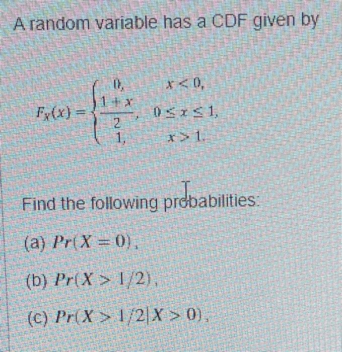 Solved A random variable has a CDF given by | Chegg.com