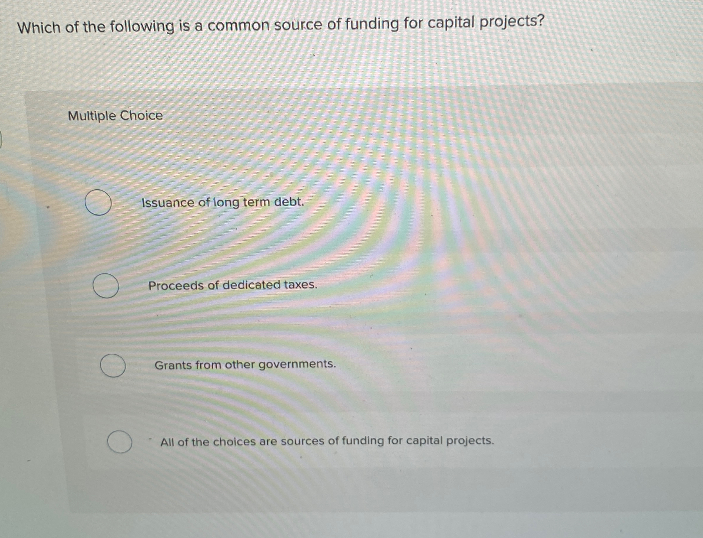 Solved Which of the following is a common source of funding | Chegg.com