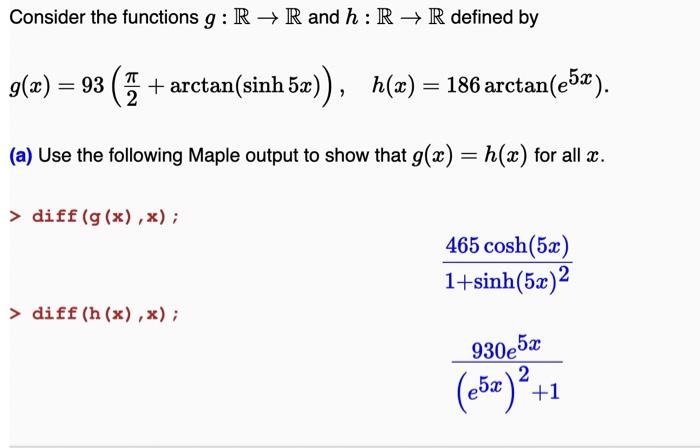 Solved Consider the functions g:R→R and h:R→R defined by | Chegg.com