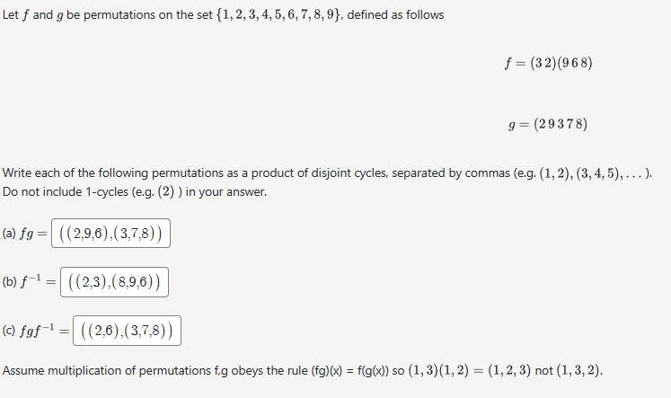 Solved Let f ﻿and g be ﻿permutations on ﻿the set | Chegg.com