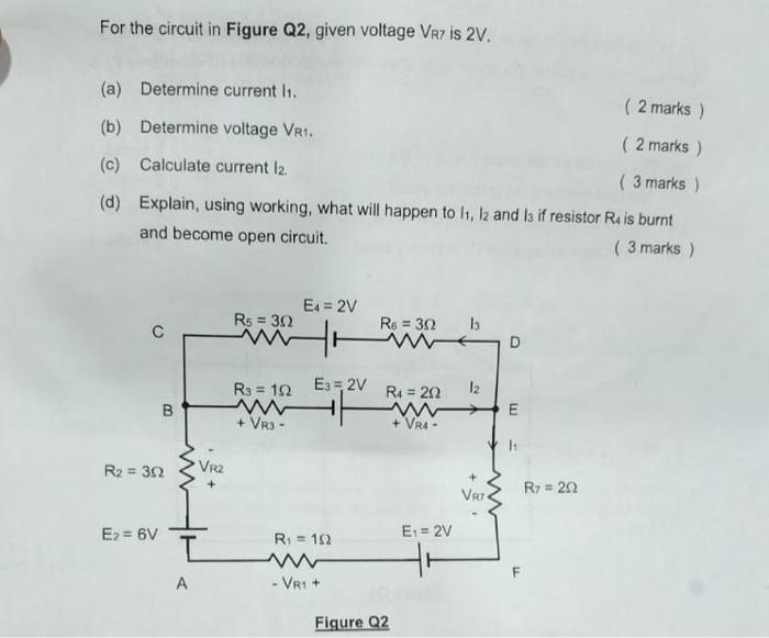 Solved For the circuit in Figure Q2, given voltage \\( V_{R | Chegg.com