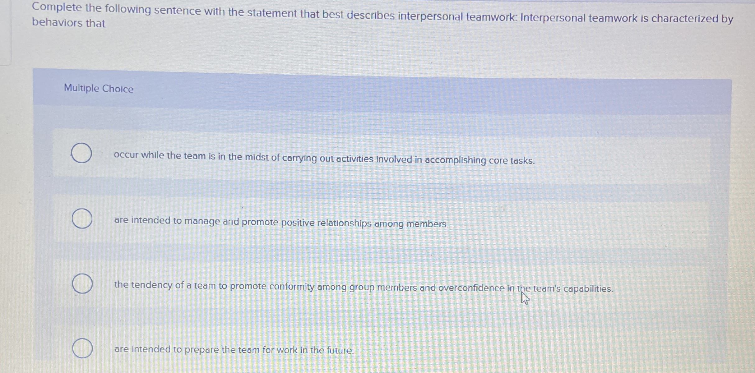 Solved Complete the following sentence with the statement | Chegg.com