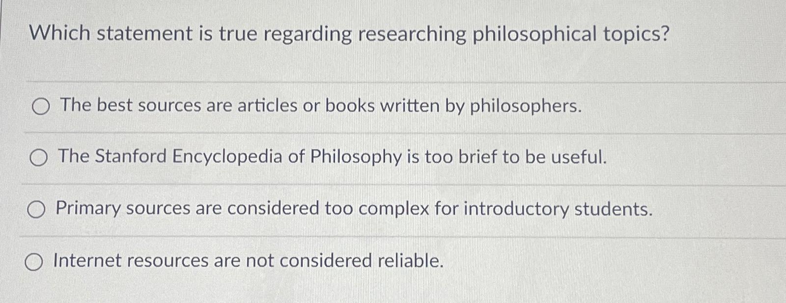 Solved Which statement is true regarding researching | Chegg.com
