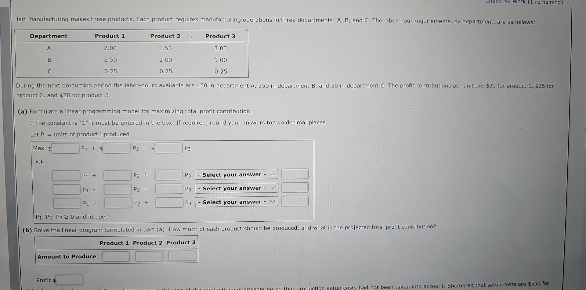 Solved product 2 , and $28 for product 3. (a) Formulate a | Chegg.com