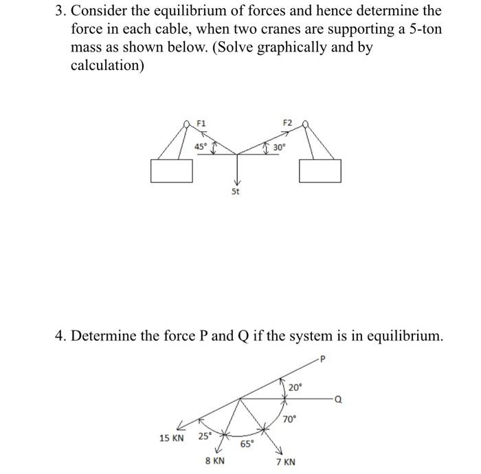 Solved 3. Consider the equilibrium of forces and hence | Chegg.com