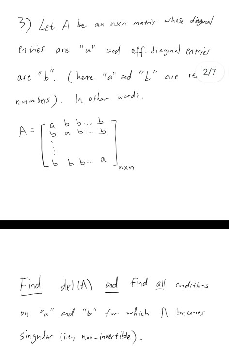 Solved 3) Let A be an nxn matrix whose diaginal entries are | Chegg.com