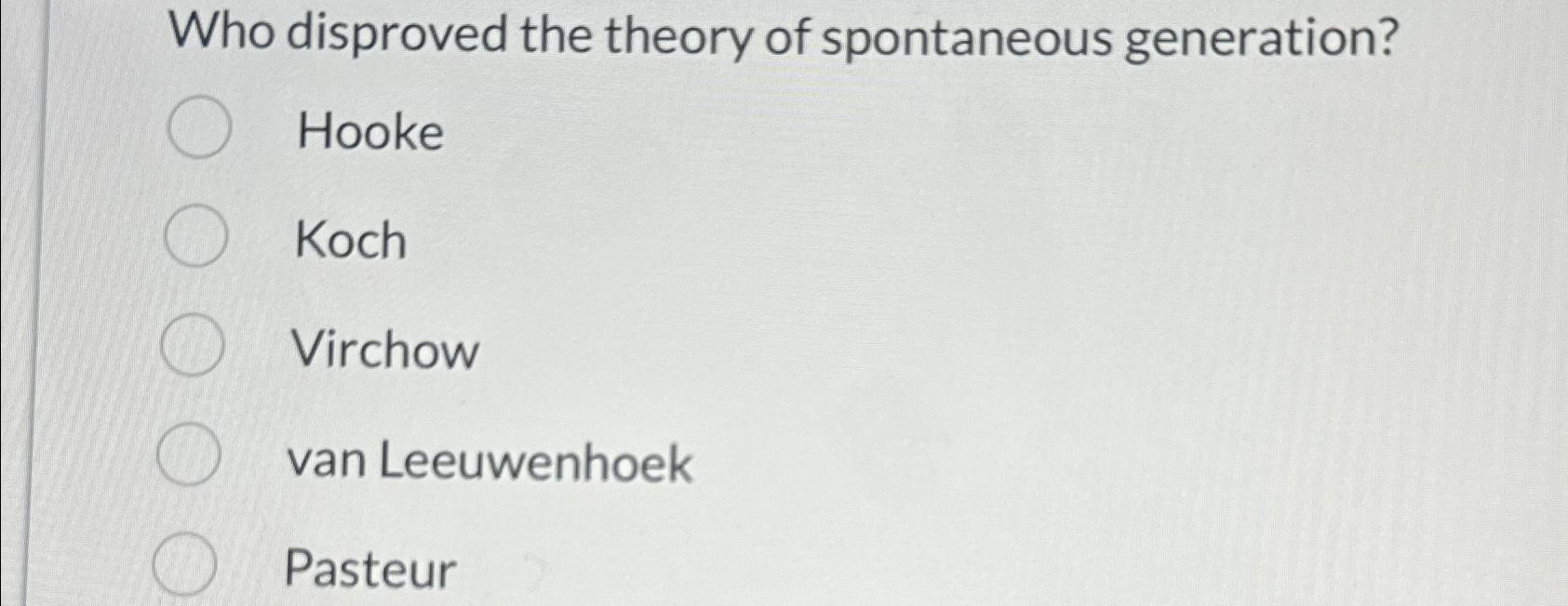 Solved Who disproved the theory of spontaneous | Chegg.com