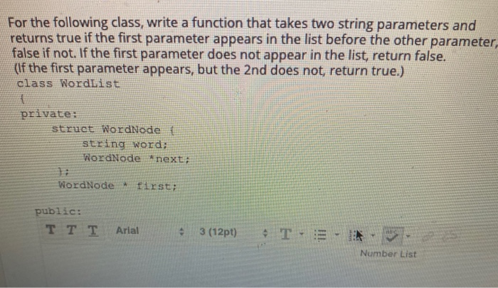 Solved For the following class, write a function that takes | Chegg.com