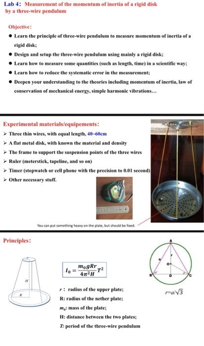 Solved Lab 4: Measurement of the momentum of inertia of a | Chegg.com