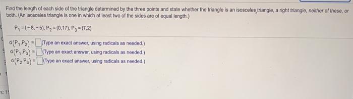 Solved Find the length of each side of the triangle | Chegg.com