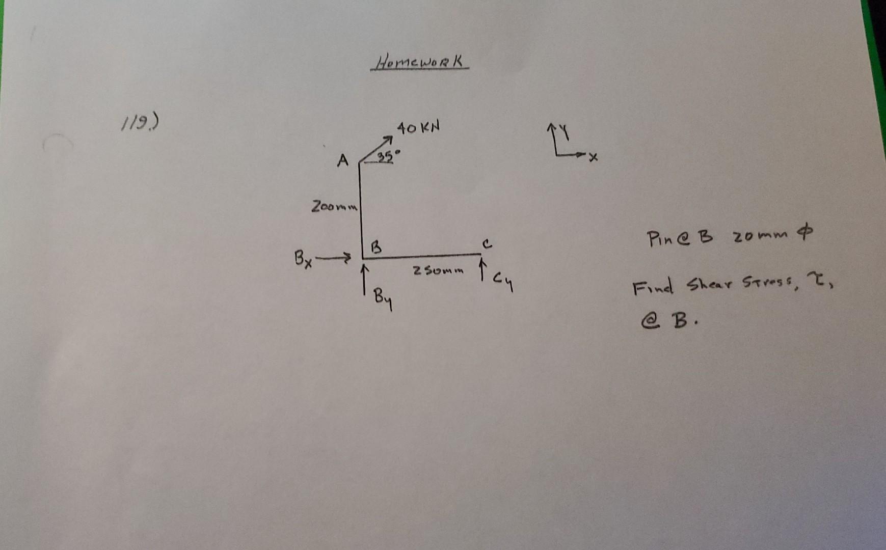 Solved Homework Pinc B zomm ϕ Find Shear Streess, τ, @ B. | Chegg.com