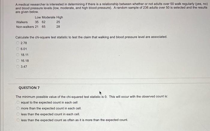 Solved A medical researcher is interested in determining if | Chegg.com