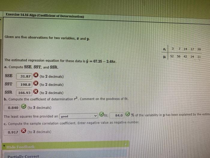 Solved Exercise 14.16 Algo (Coefficient of Determination) | Chegg.com