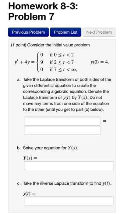 Solved Homework 8 3 Problem 2 Previous Problem Problem List 1616