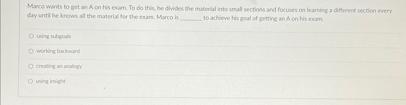 Solved Marco wants to get an A on his exam. To do this, he | Chegg.com